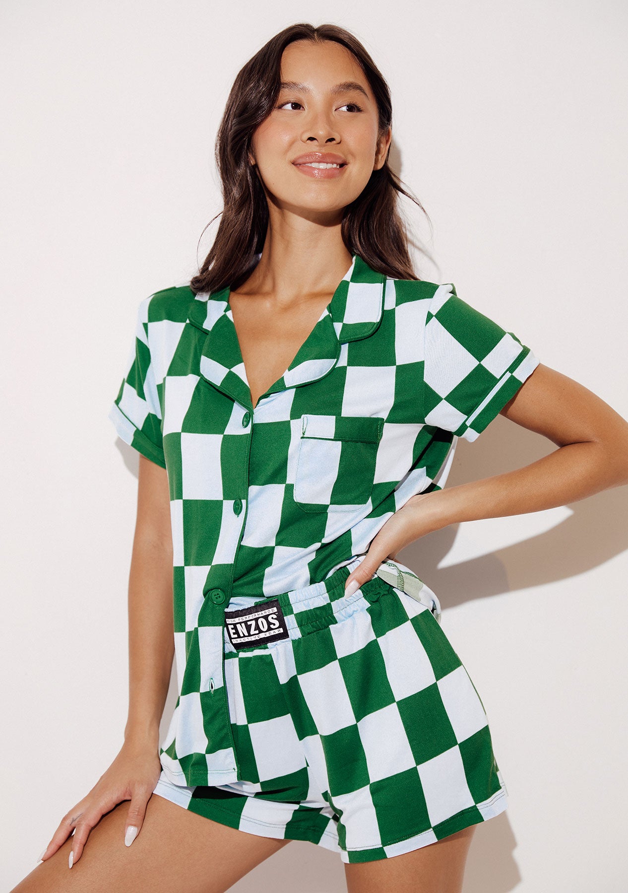 Women's - Catnapper Set - Big Check (Verdant Green) – ENZOS Inactive Wear